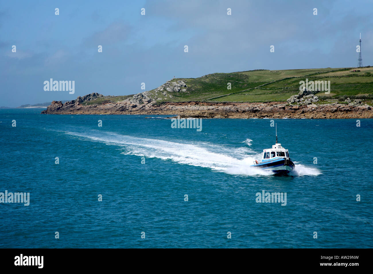 The high speed jet-boat Wizard, St. Mary's, Isles of Scilly Stock Photo ...
