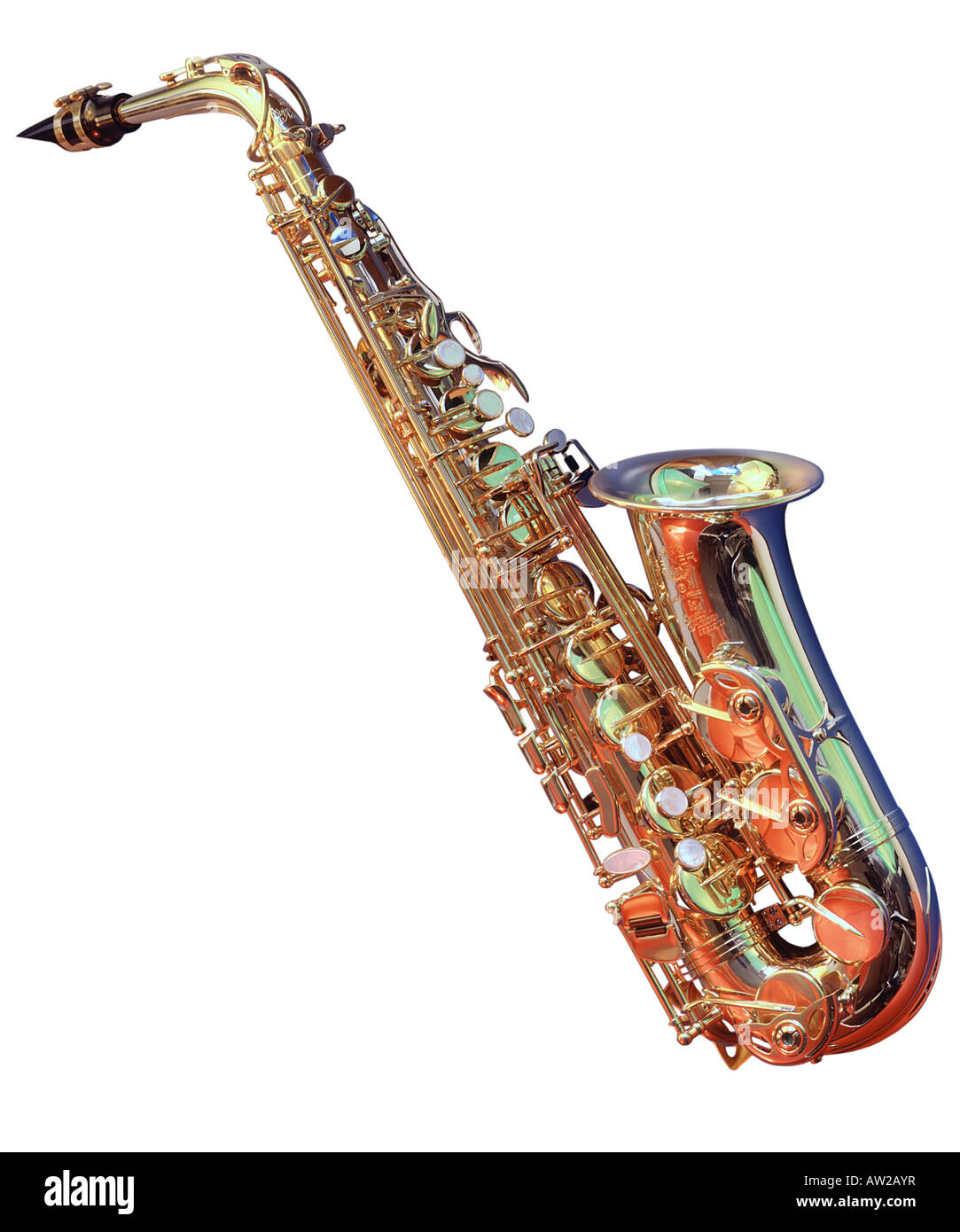 alto saxophone on white background Stock Photo - Alamy