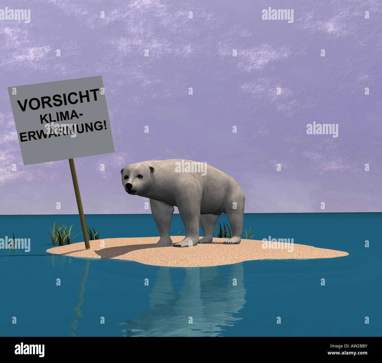 Symbol picture for the melted polar caps and icebergs as effect of ...