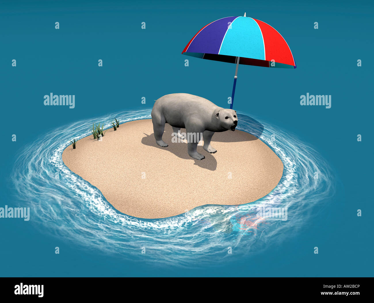 Symbol picture for the melted polar caps and icebergs as effect of ...