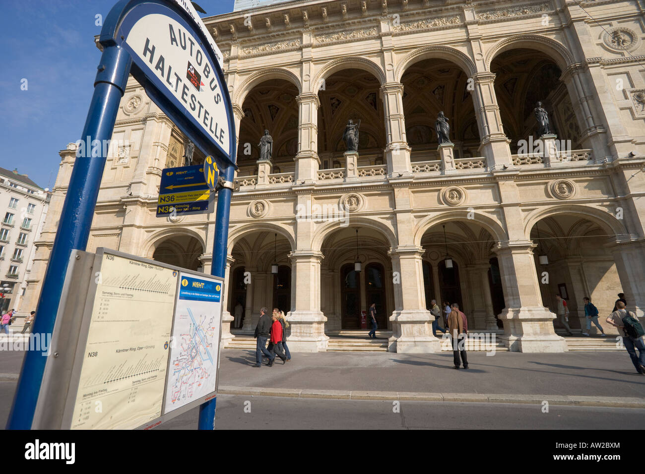 Bus stop near the Vienna State Opera House Wiener Staatsoper Vienna ...