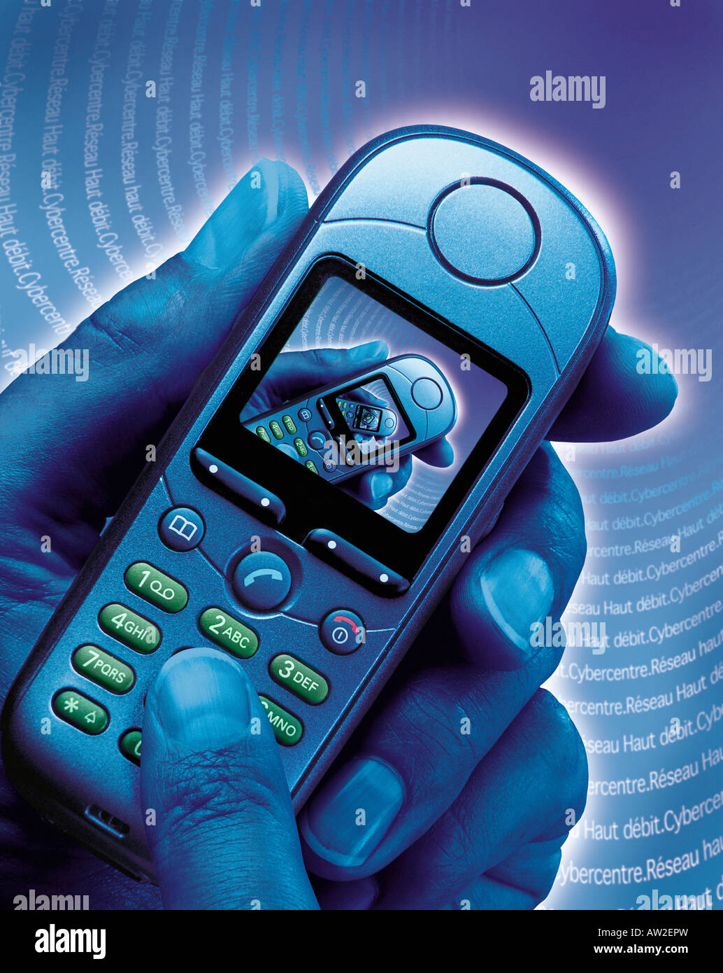 phosphorescent cell phone in hand Stock Photo - Alamy