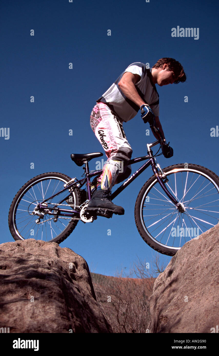 Mountain bike trials rider Stock Photo - Alamy