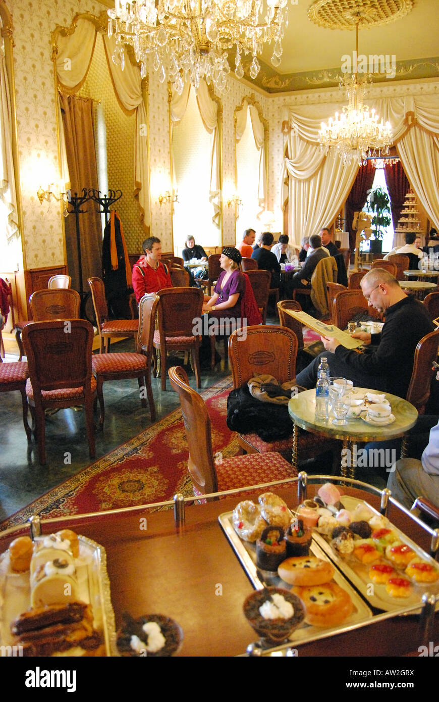 Gerbeaud Cafe interior, Vorosmarty Square, Pest, Budapest, Republic of ...