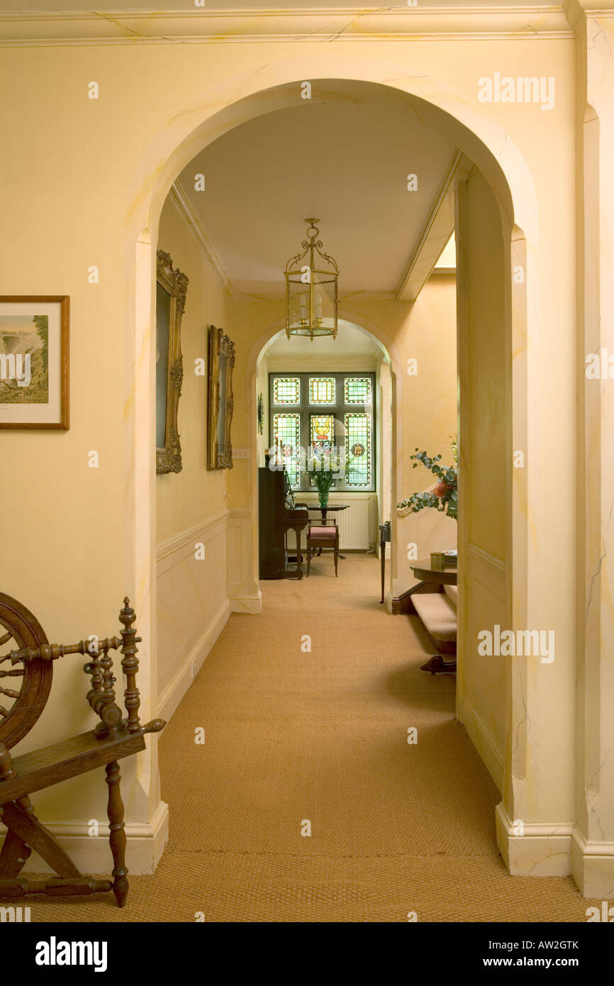 Home interior, period arched hallway passage Stock Photo - Alamy