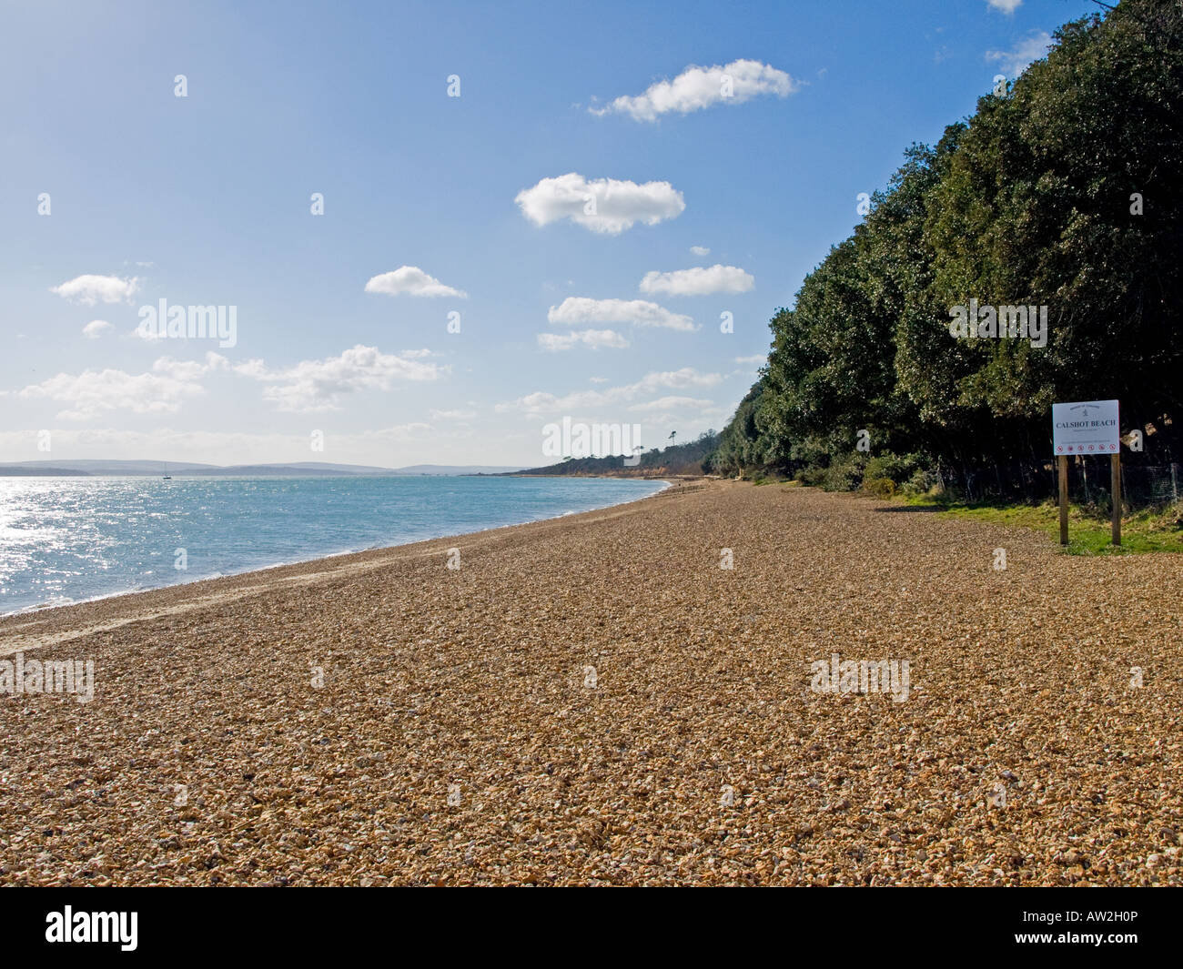 Calshot Beach Hampshire UK with the Isle of Wight in the distance Stock ...