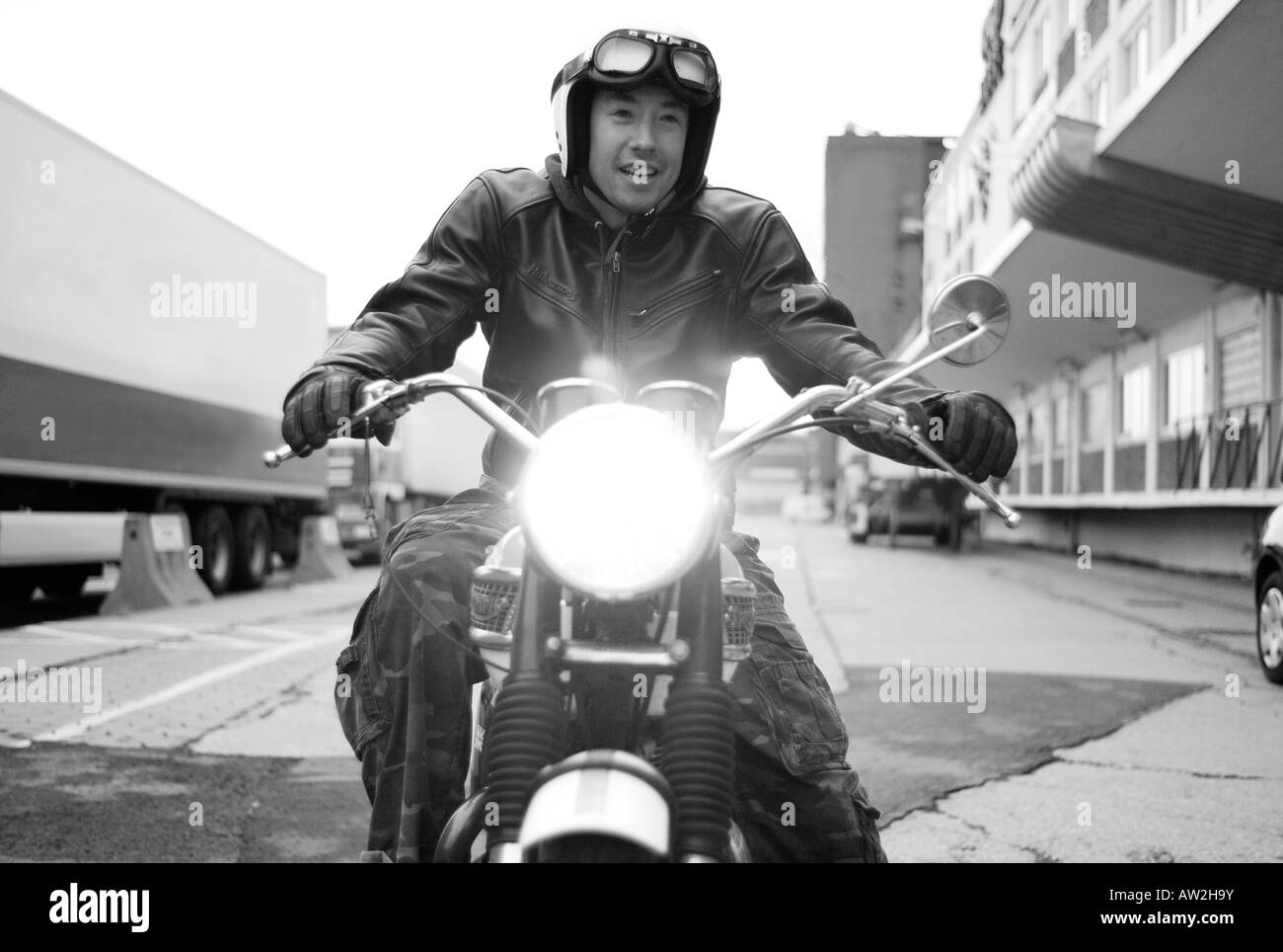 Triumph classic motorcycle Black and White Stock Photos & Images - Alamy