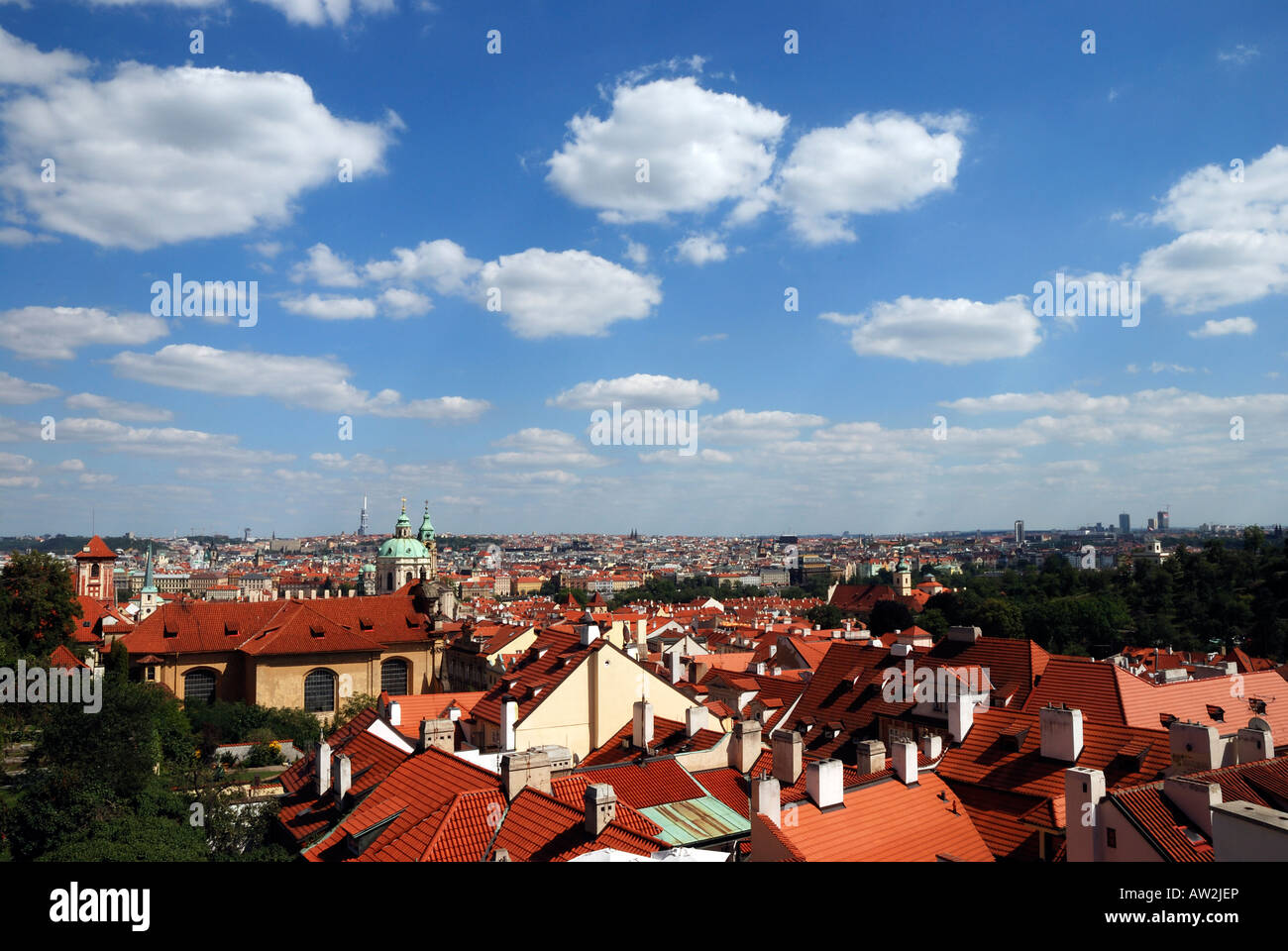 The rooftops of Prague as viewed from the Castle Stock Photo - Alamy