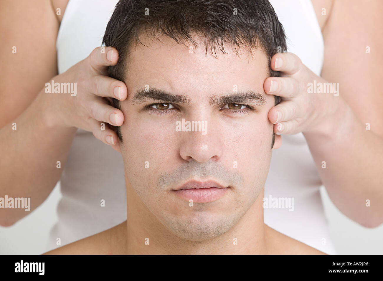Man having a head massage Stock Photo - Alamy