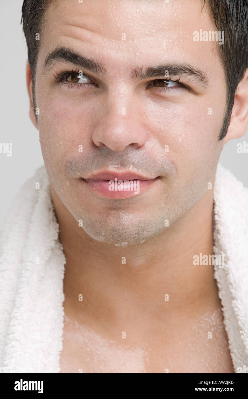 Man with a wet face Stock Photo - Alamy