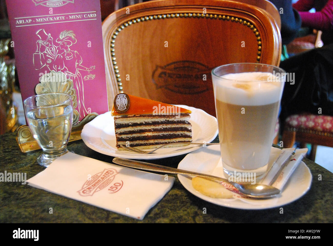 Coffee and Dobos cake, Gerbeaud Café, Vorosmarty Square, Pest, Budapest ...