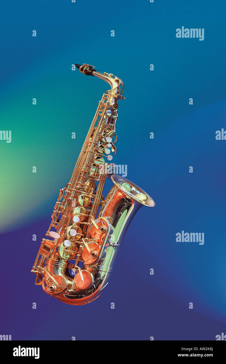 alto saxophone on colored background in a suggested concert atmosphere ...