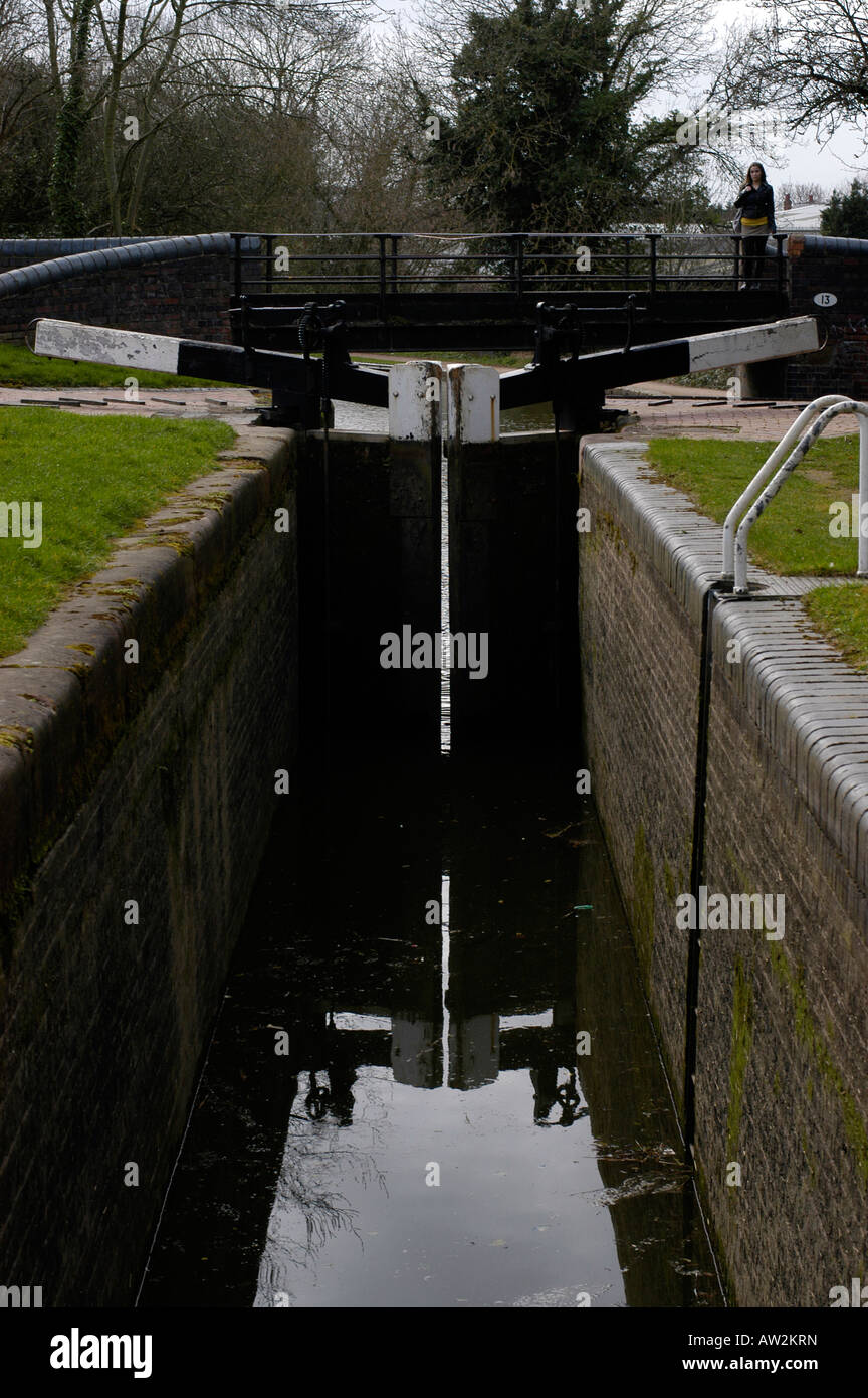 A canal lock in Worcester Worcestershire Stock Photo - Alamy