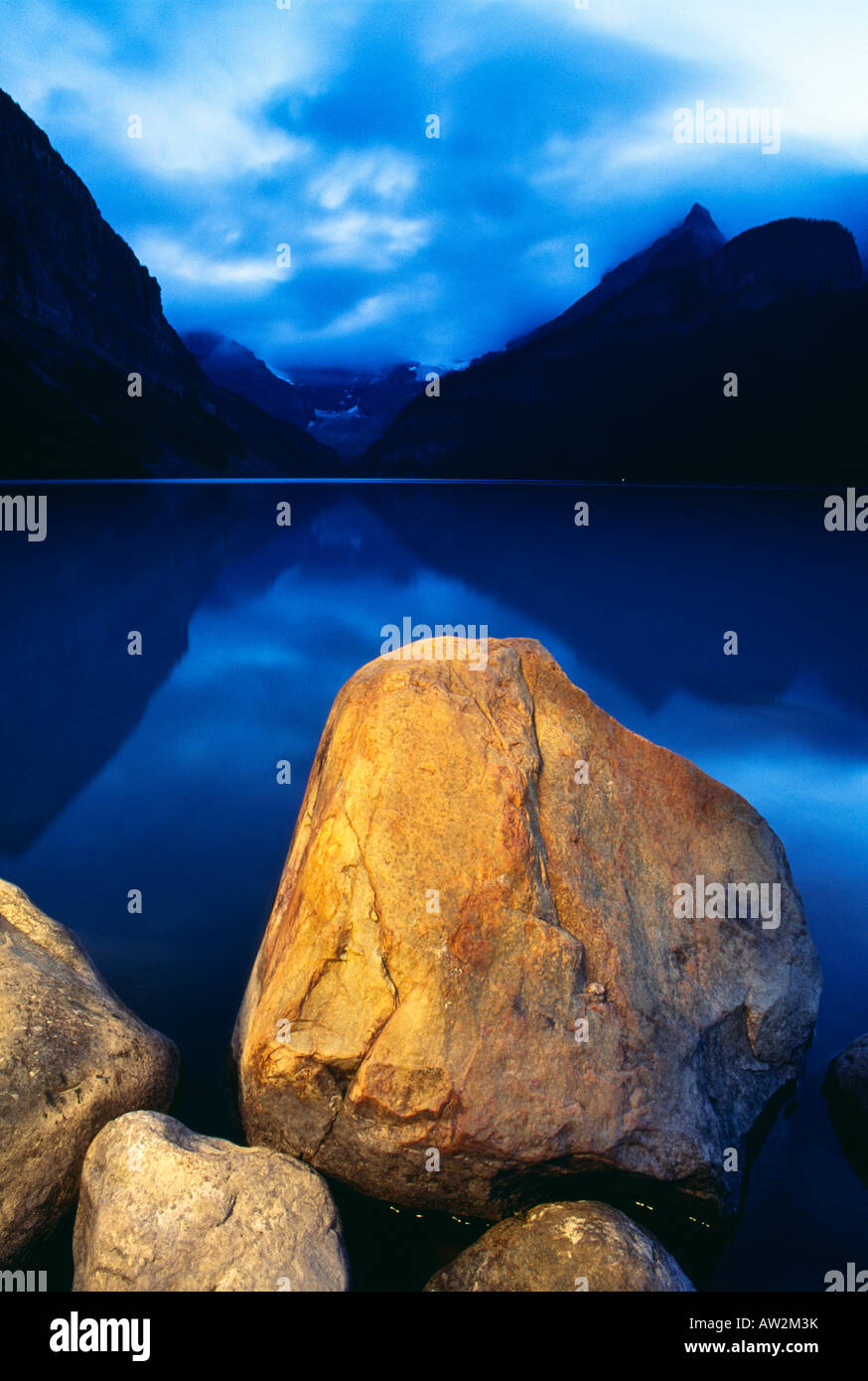 Rocks at Lake Louise, Banff National Park, Alberta, Canada Stock Photo ...