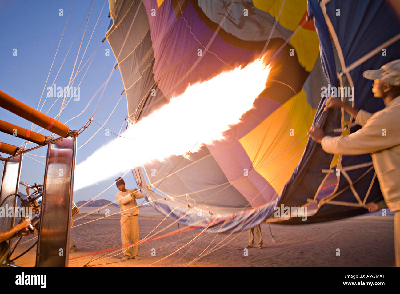 Hot air balloon inflating Stock Photo - Alamy
