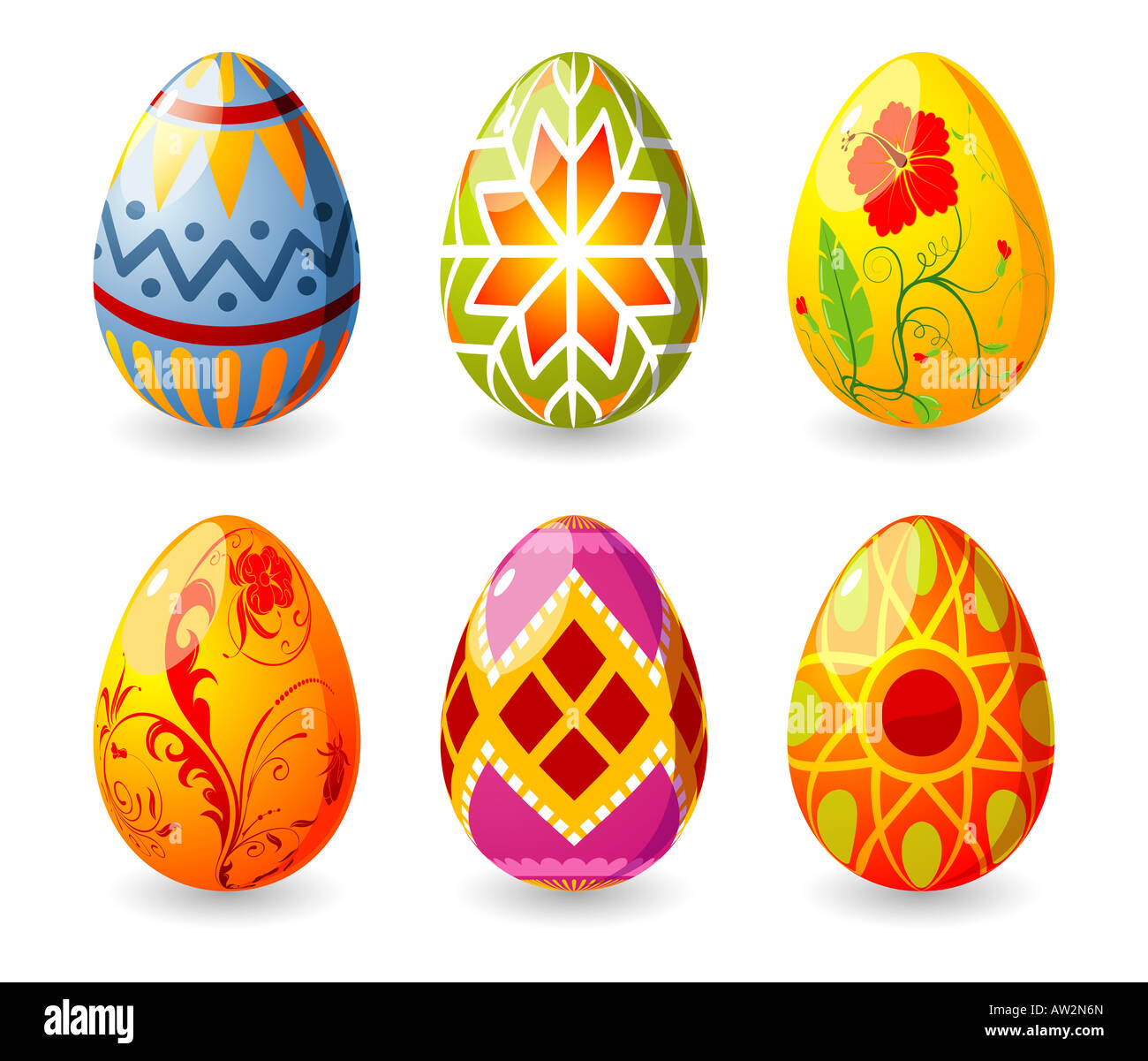Six easter eggs with ornament Stock Photo - Alamy