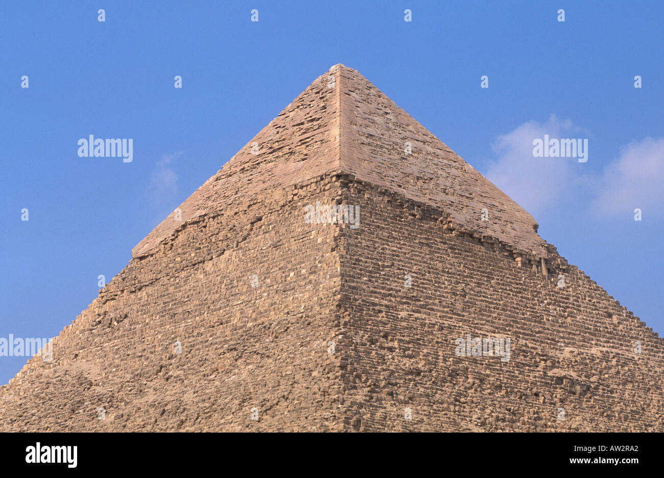 Egypt Pyramid of Khephren showing limestone cap Stock Photo - Alamy