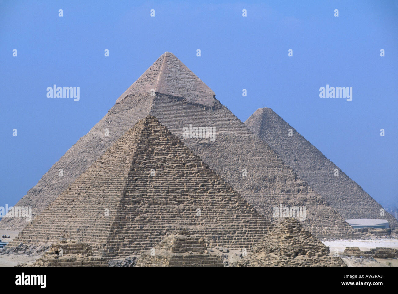 Egypt Giza three pyramids lined up behind each other Stock Photo - Alamy