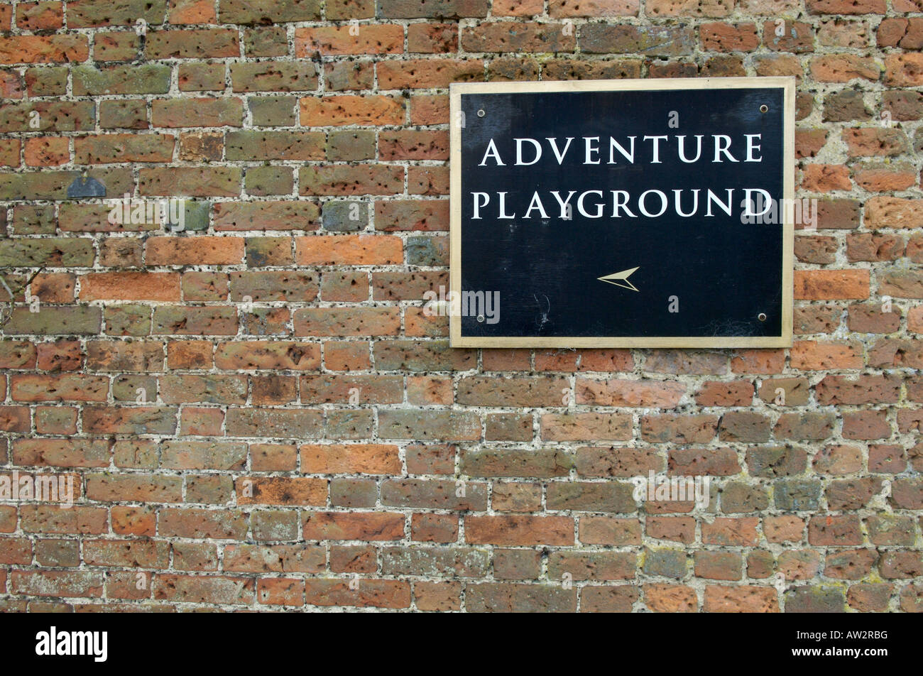 Adventure playground sign Stock Photo - Alamy