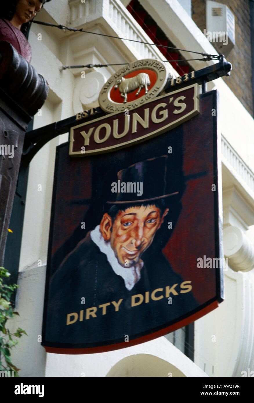Bishopsgate London England Dirty Dick's Pub Sign Young's Symbol Stock ...