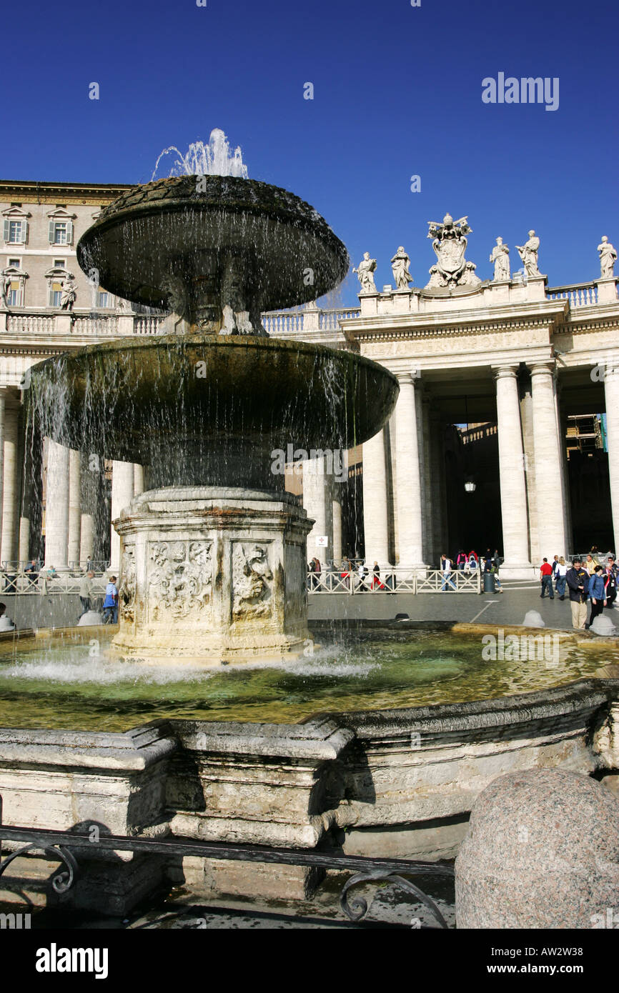 Renaissance water fountain in St Peters Square stands in front of the ...