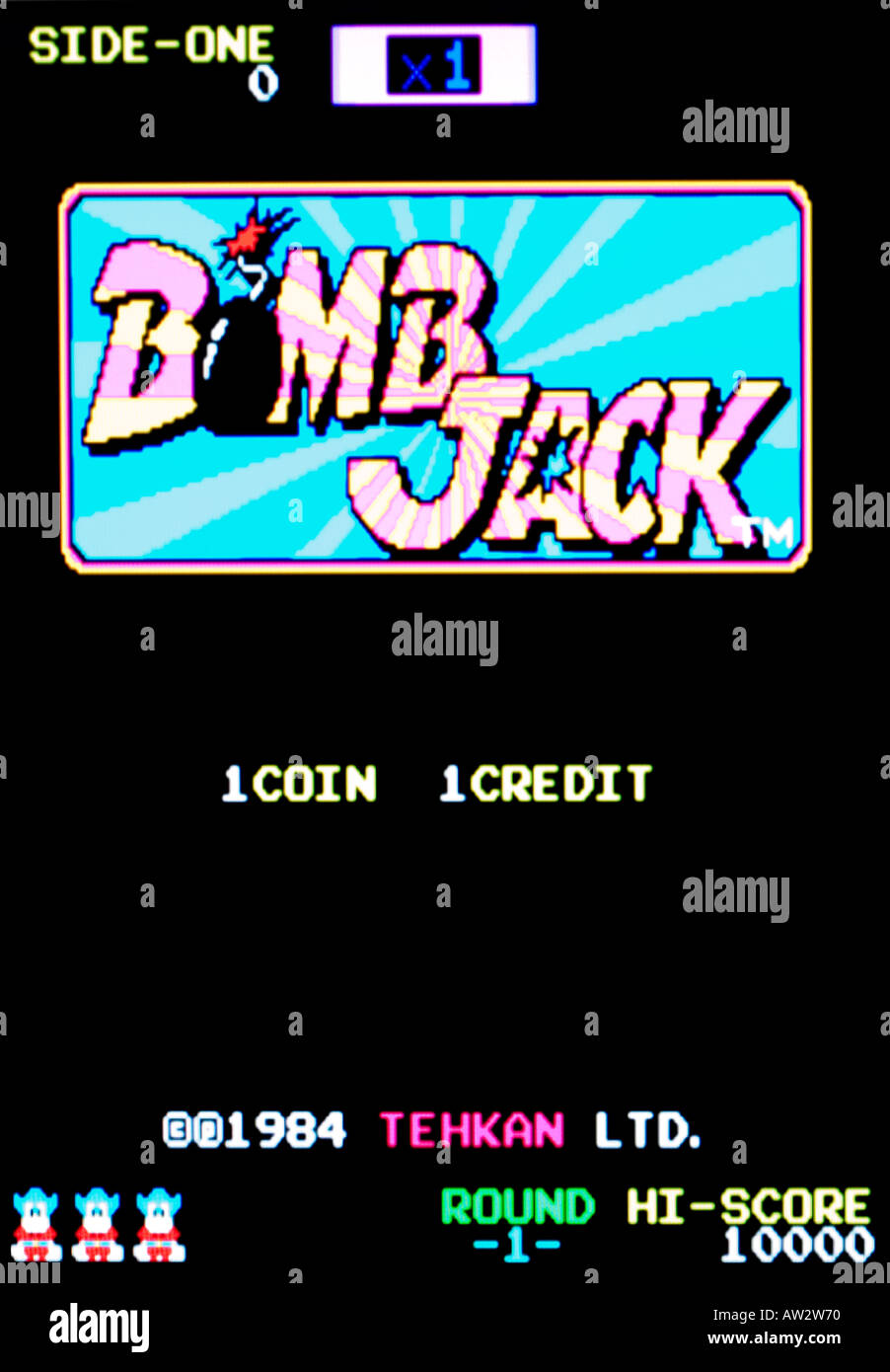 Bomb Jack Tehkan 1984 Vintage arcade videogame screen shot - EDITORIAL ...