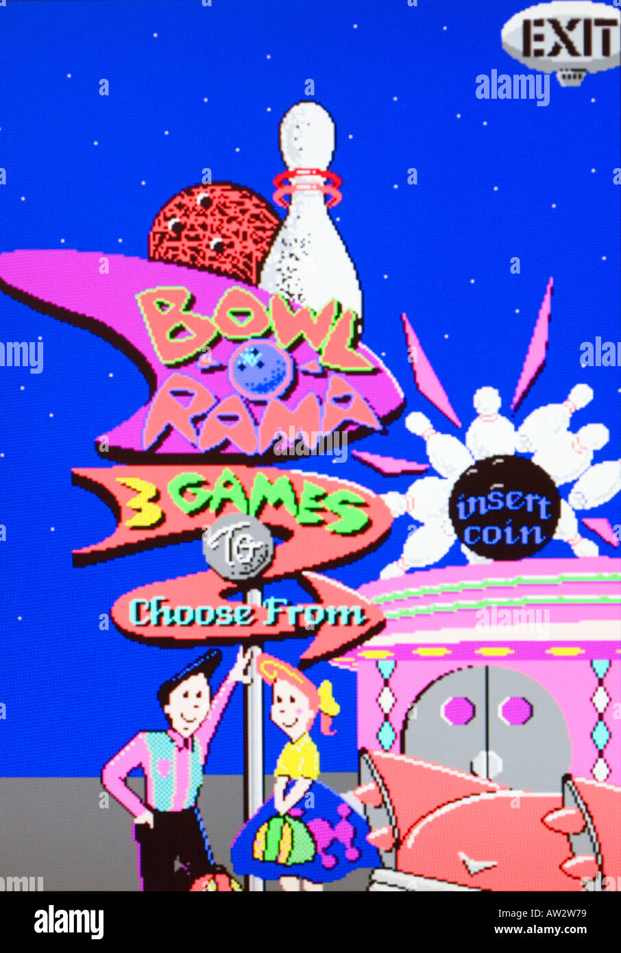 Bowl O Rama Vintage arcade videogame screen shot - EDITORIAL USE ONLY ...