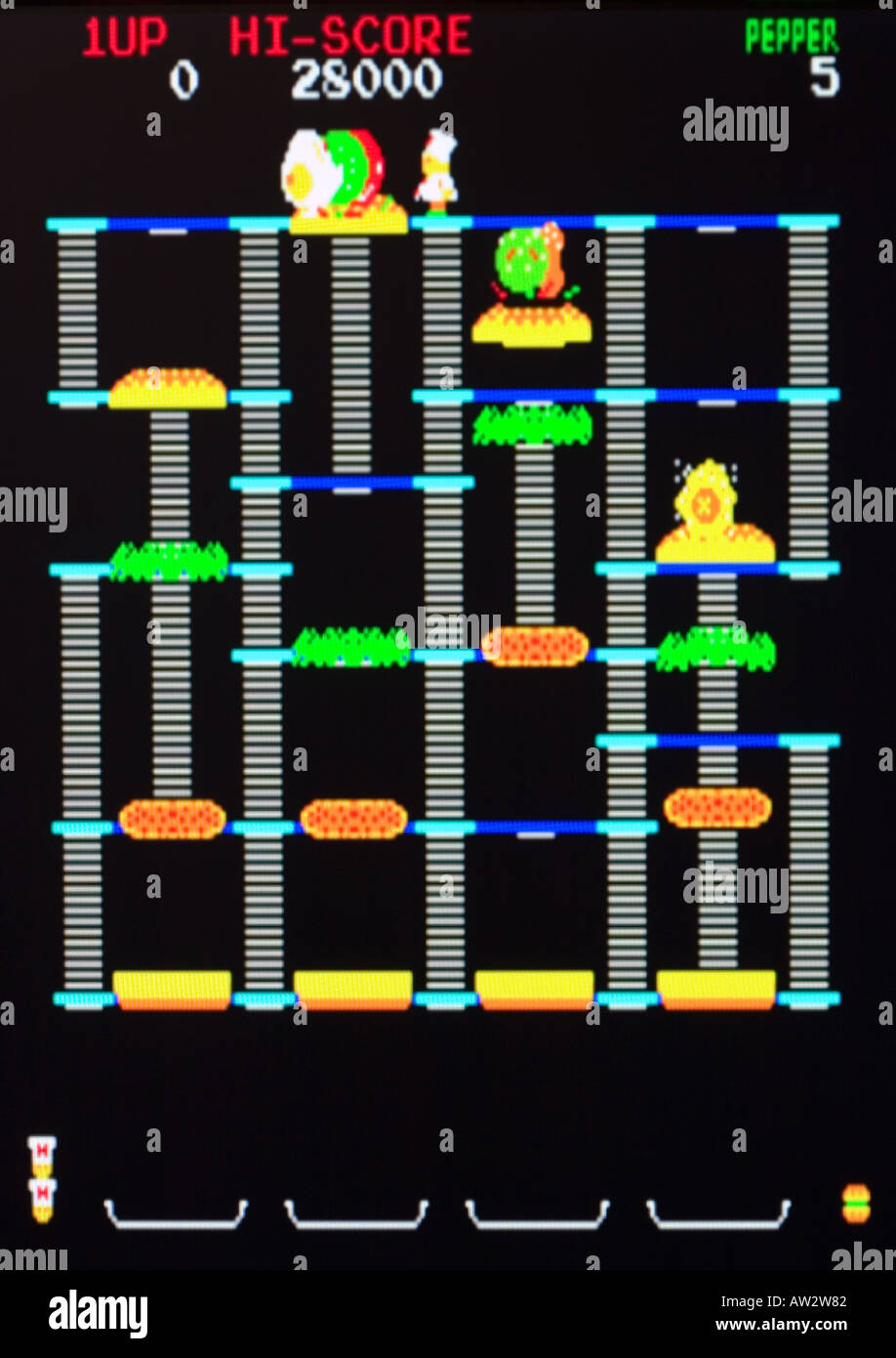 Burger Time Data East Corp Vintage arcade videogame screen shot ...