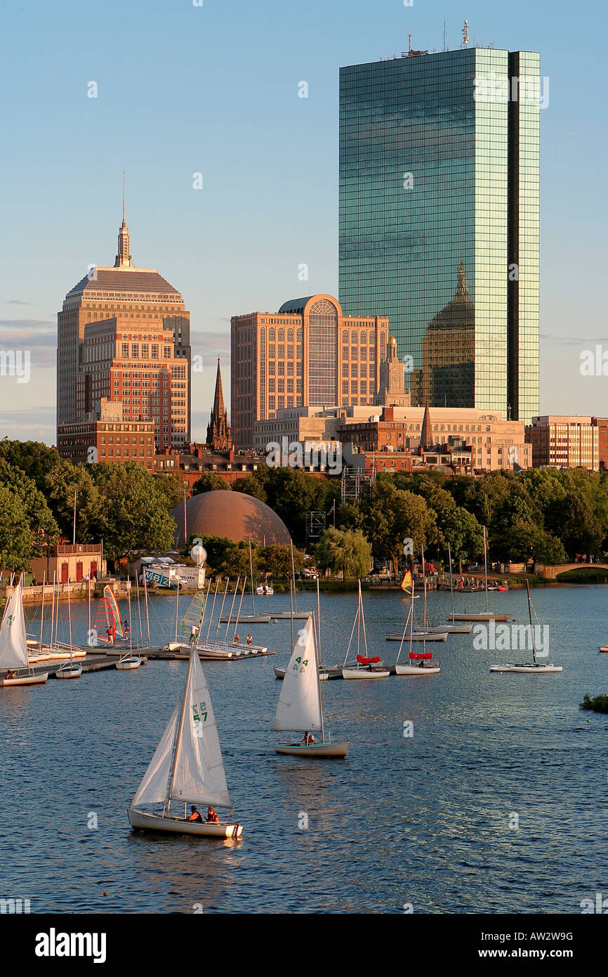 Boston skyline and sailboats on the Charles River Stock Photo - Alamy