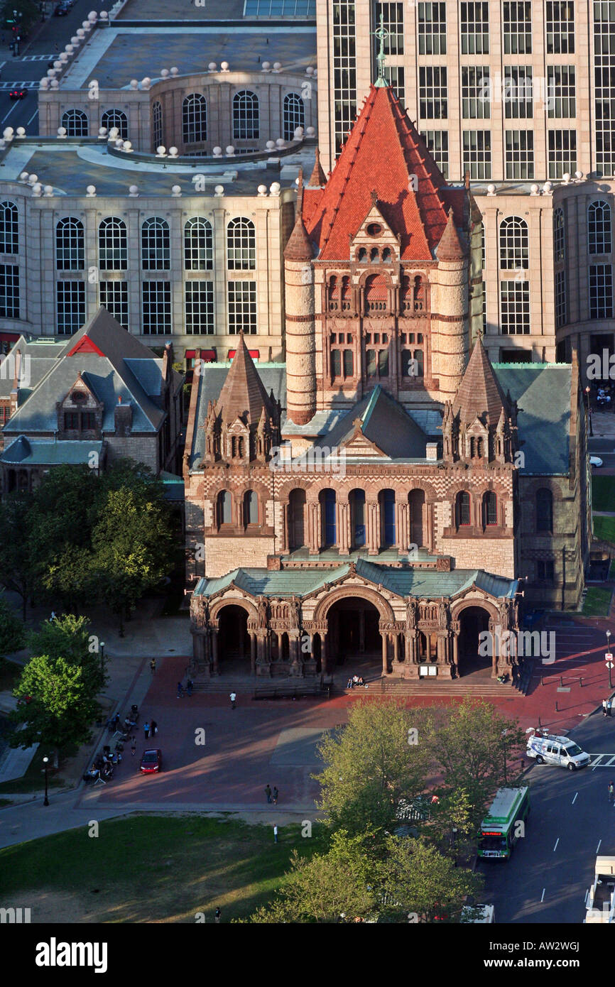 Aerial view of Trinity Church in Copley Square, Boston, Massachusetts ...
