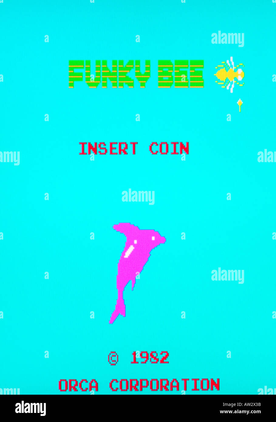 Funky Bee Orca Corp 1982 Vintage arcade videogame screen shot - EDITORIAL USE ONLY Stock Photo ...
