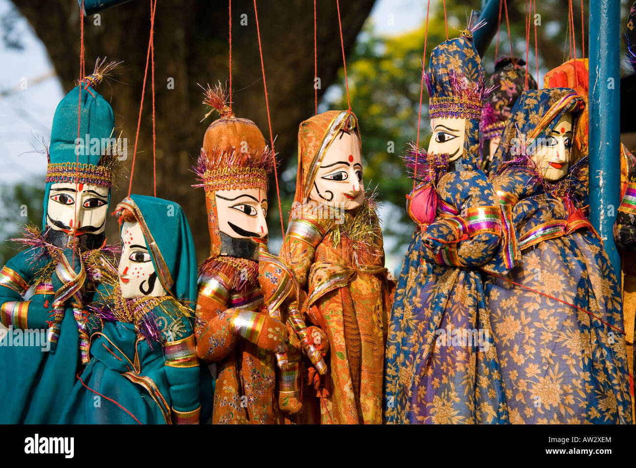 Puppets on string, for sale in the market, Fort Cochin, Cochin, Kerala ...