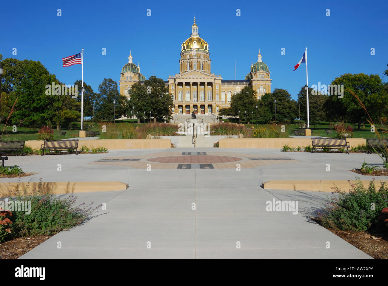 Iowa state capitol building from the west showing newly constructed ...