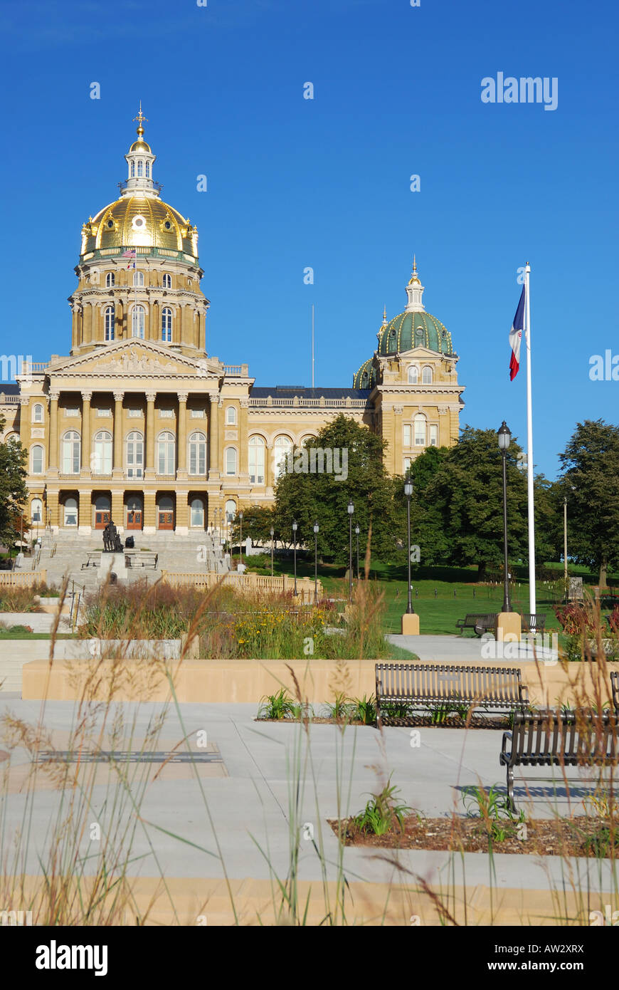 Iowa state capitol building from the west showing newly constructed ...