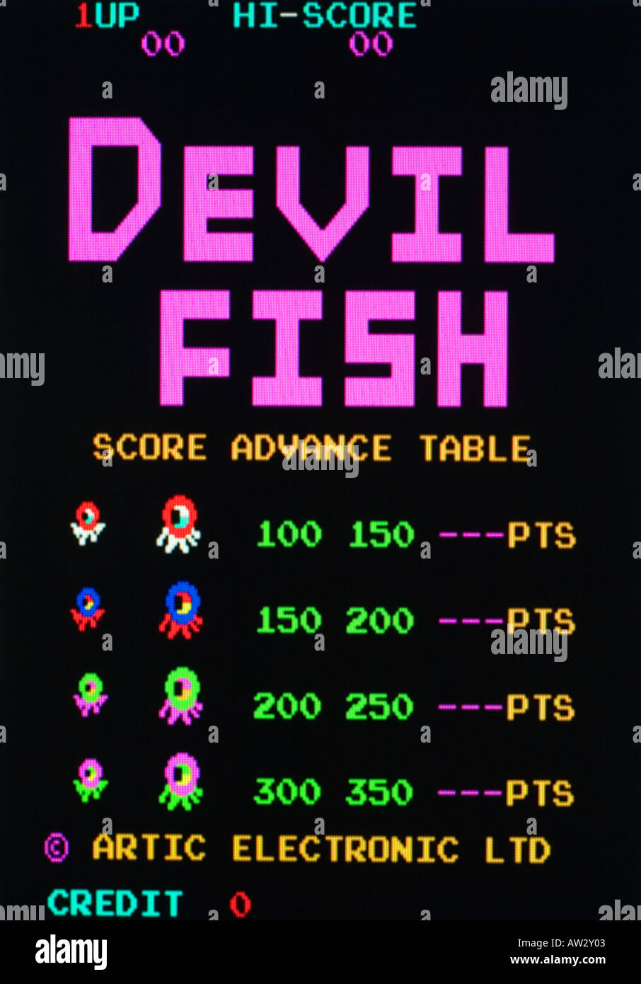 Devil Fish Artic Electronic Ltd Vintage arcade videogame screen shot ...