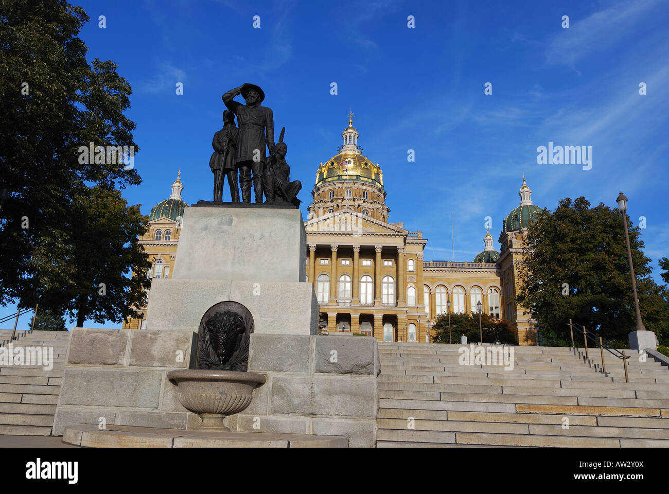 Iowa capitol building from the west showing newly constructed gardens ...