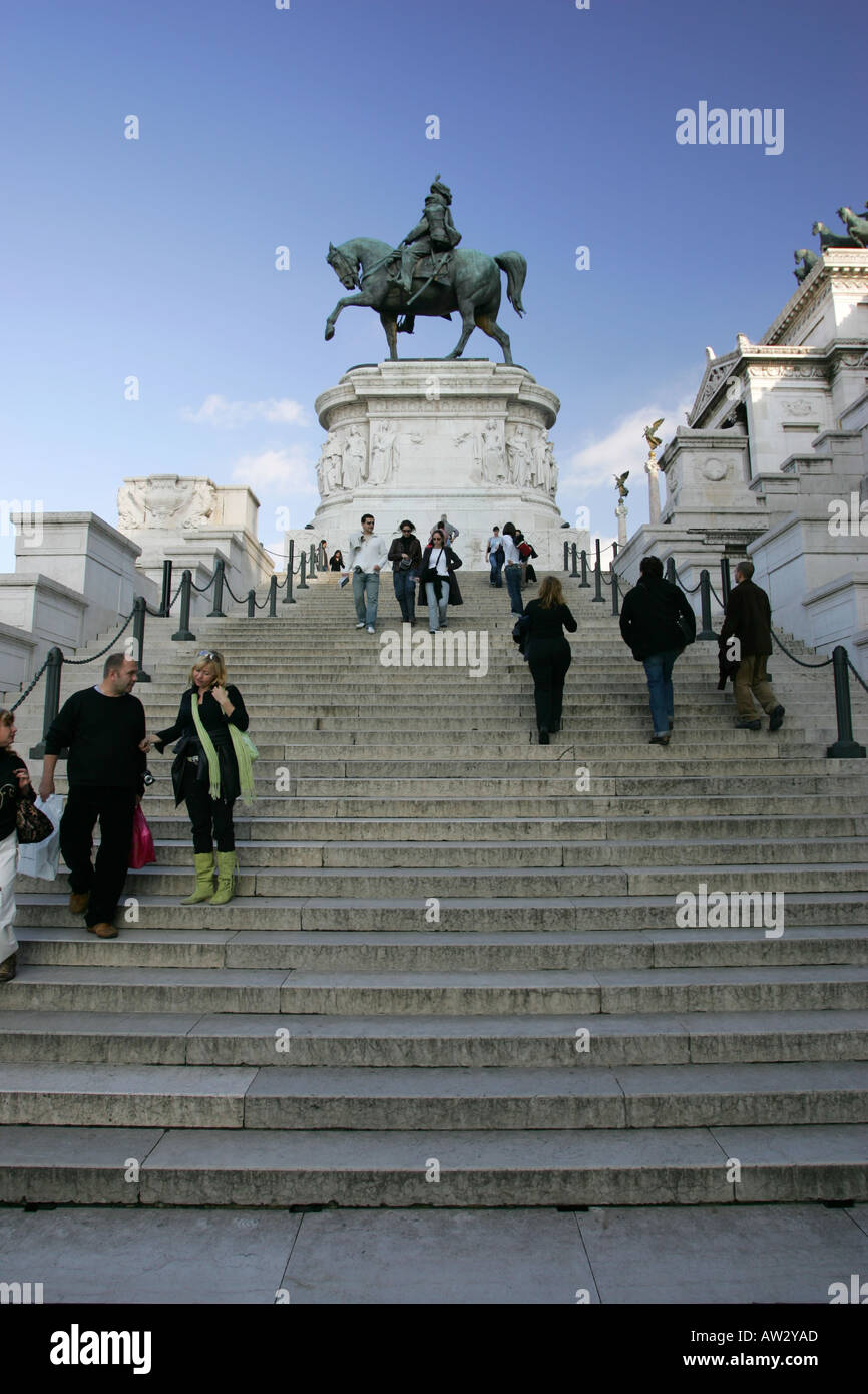 Typical giant bronze statue at the top of stone steps hi-res stock ...