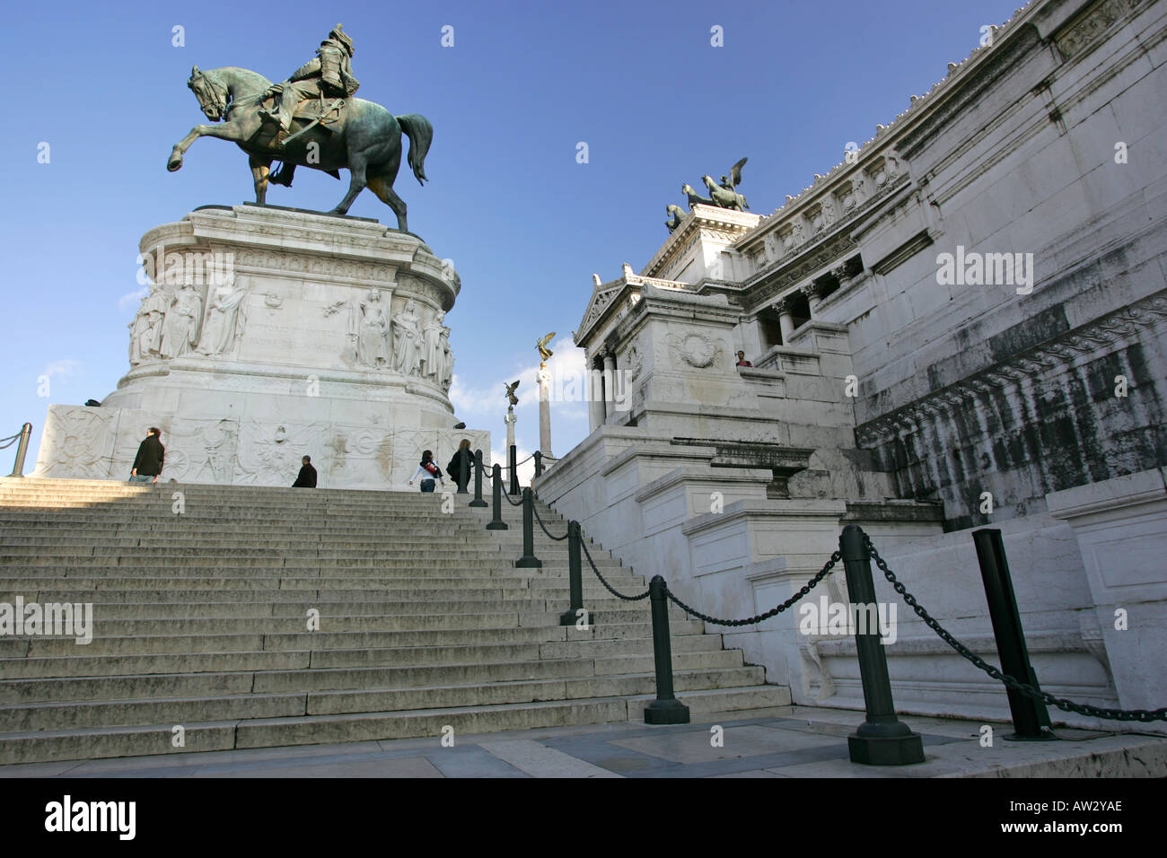 Giant bronze Roman statues adorn the magnificent architecture of the ...