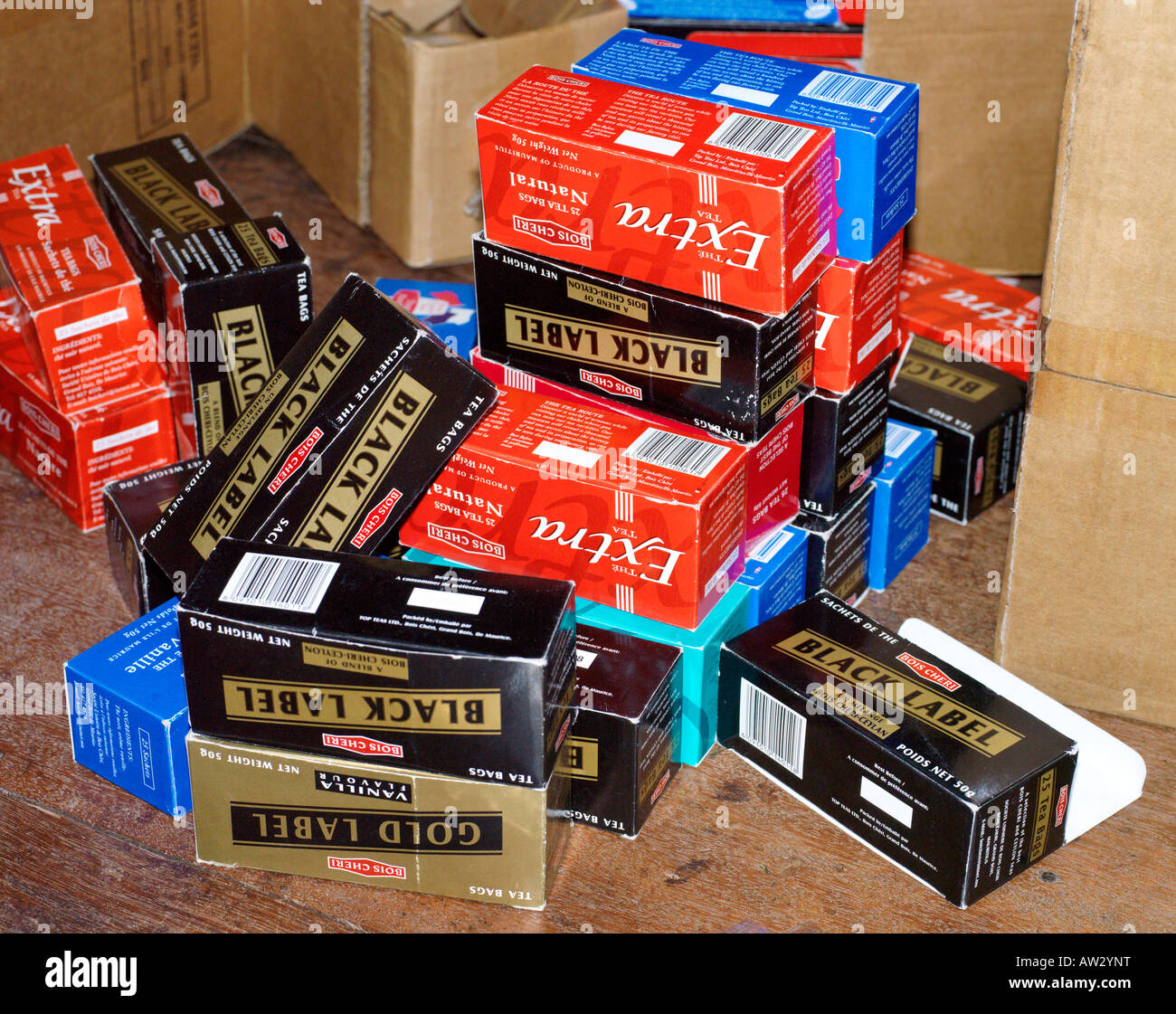 Packets of Tea at the Bois Cheri Tea Factory Mauritius Stock Photo - Alamy