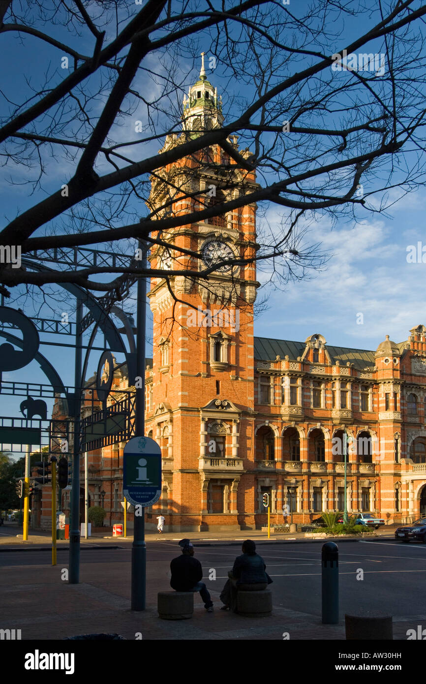 Victorian Brick City Hall in Pietermartitzburg set behind modern city ...