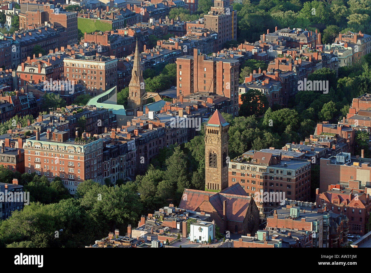 Aerial view of Boston s Back Bay neighborhood and brownstone homes ...