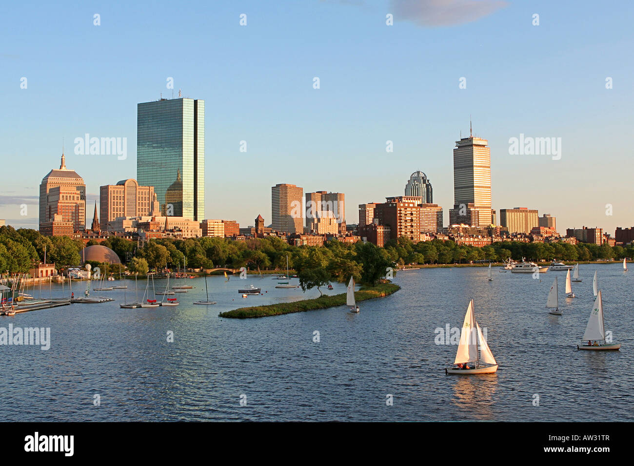 Boston skyline and sailboats on the Charles River Stock Photo - Alamy