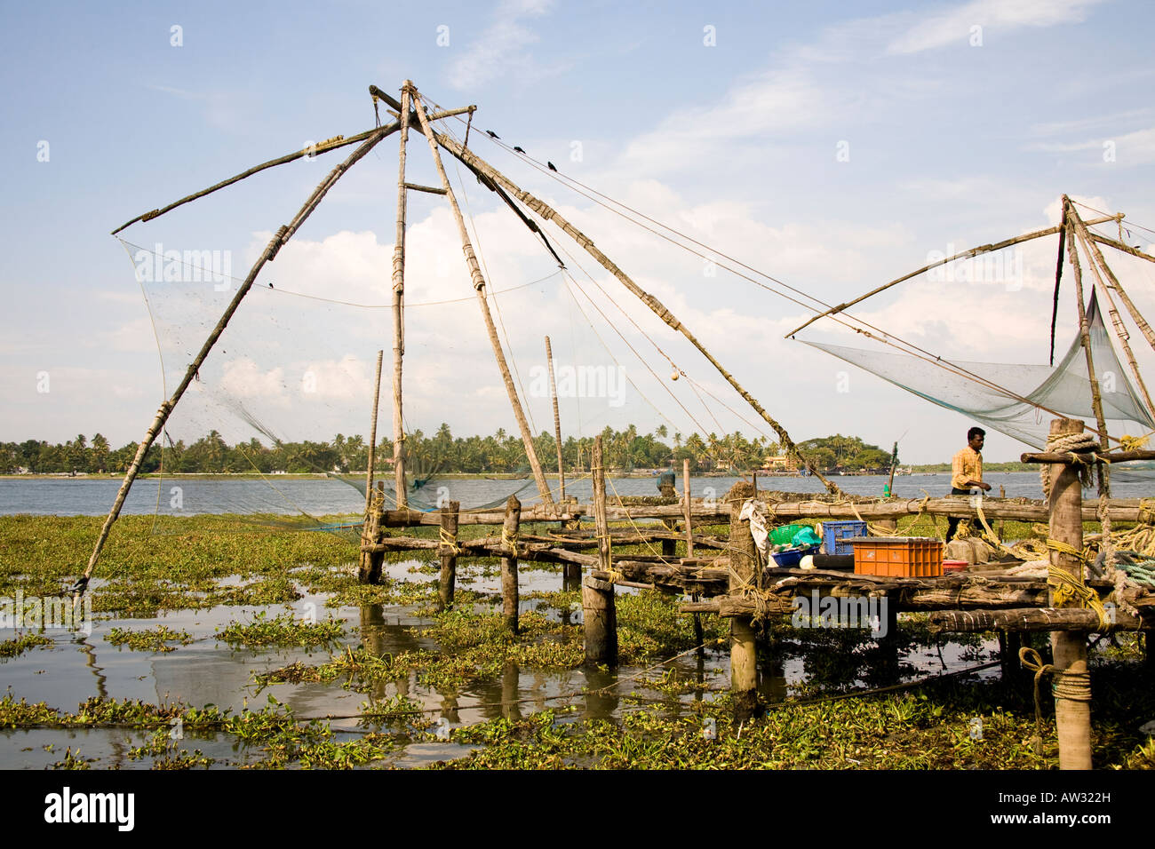 Chinese fishing nets, Fort Cochin, Cochin, Kerala, India Stock Photo ...