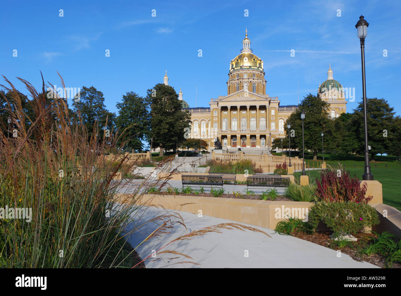 Iowa state capitol building from the west showing newly constructed ...