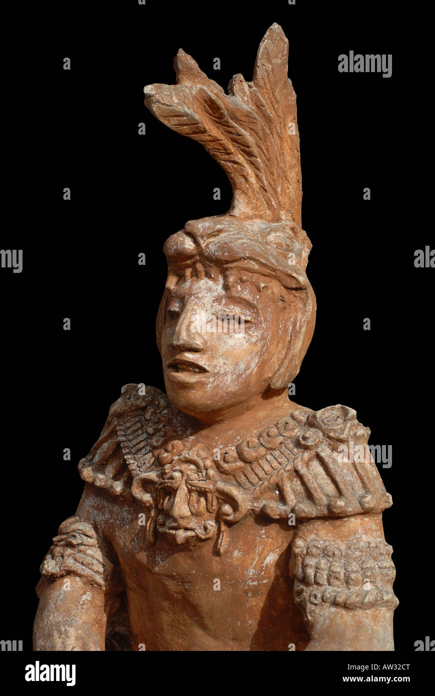 Mayan or azteca statue on black background Stock Photo - Alamy