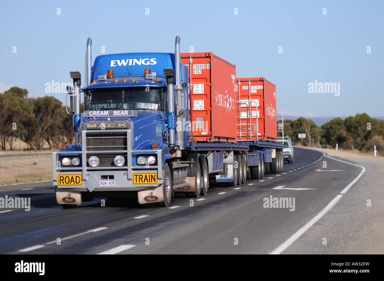A Mack Super Liner road train driving up Port Wakefield Road in South ...