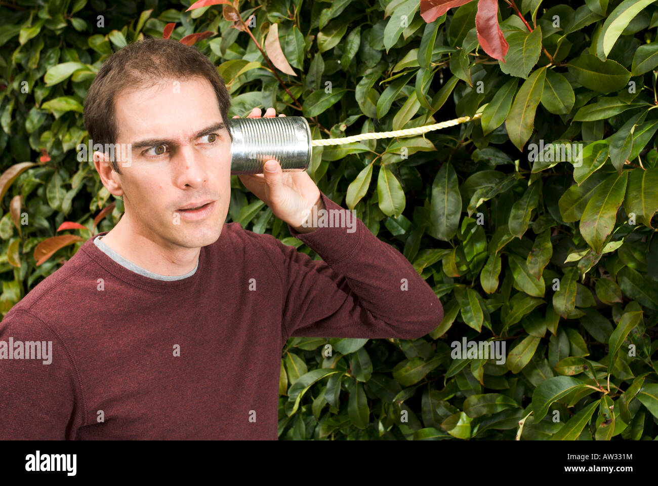 Listening to the green message Stock Photo - Alamy