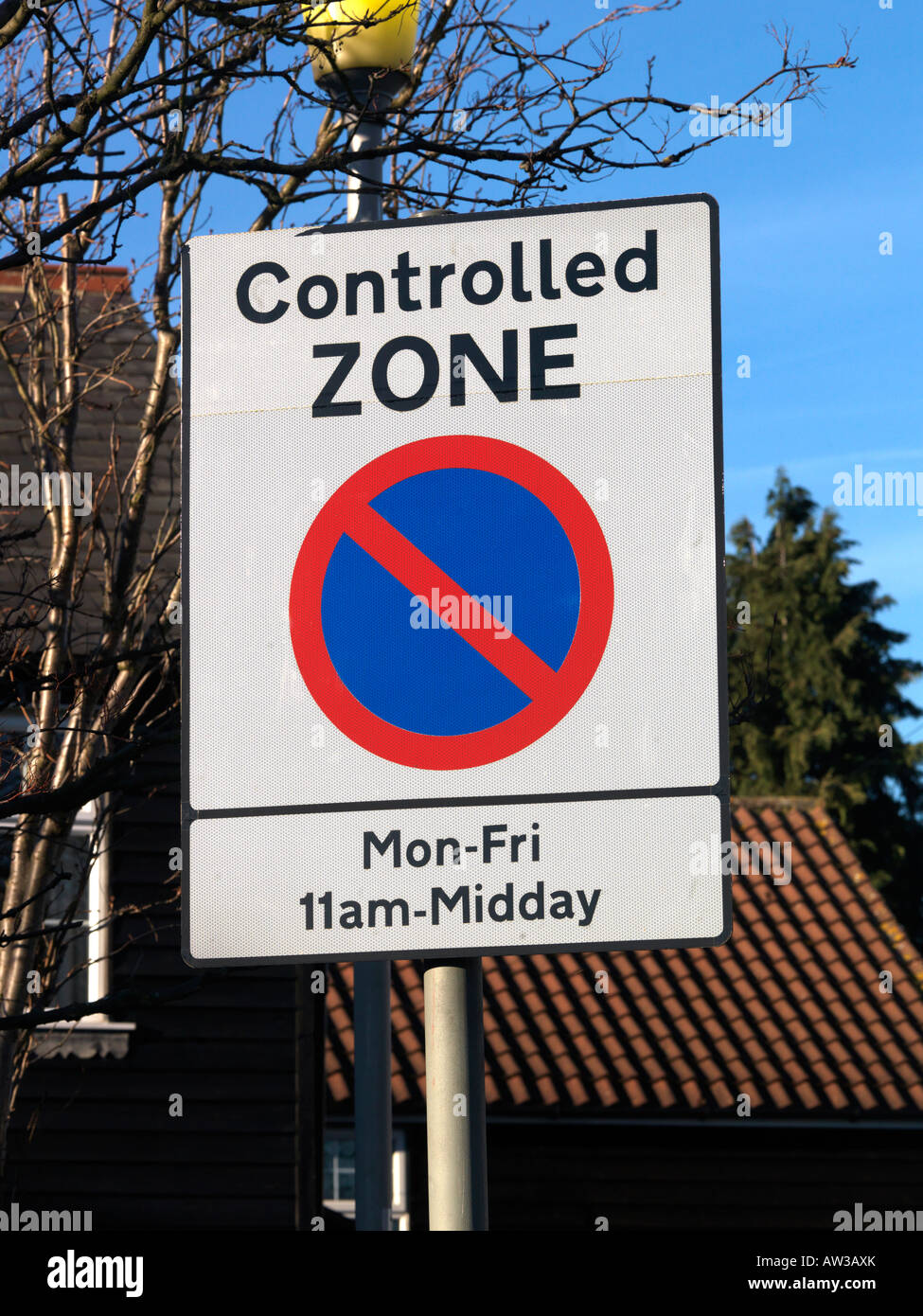 Controlled Zone Road Sign England Stock Photo - Alamy