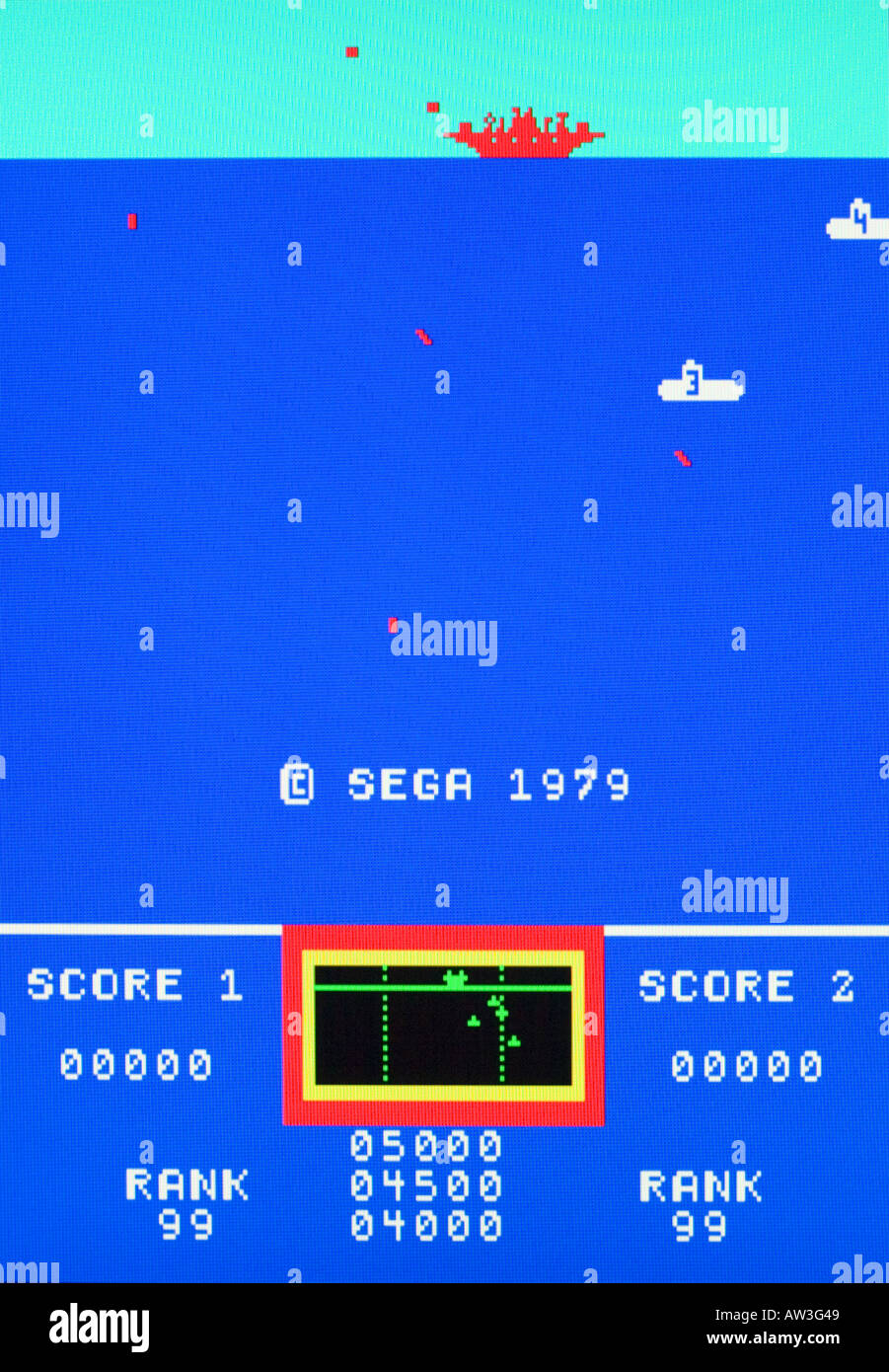 Deep Scan Sega 1979 Vintage arcade videogame screen shot - EDITORIAL ...