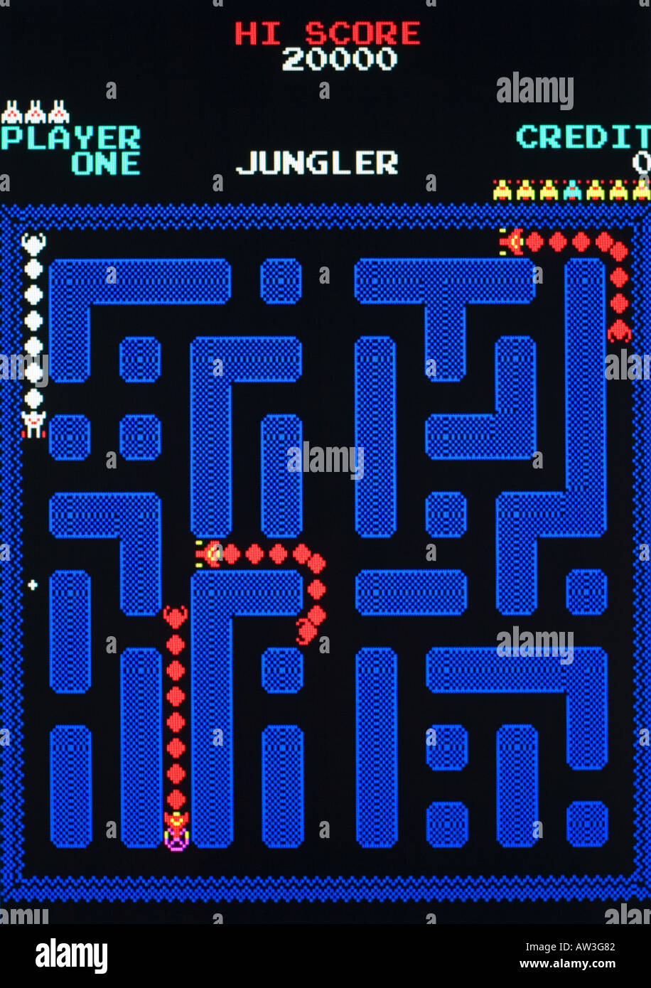 Jungler Konami 1981 Vintage arcade videogame screen shot - EDITORIAL ...